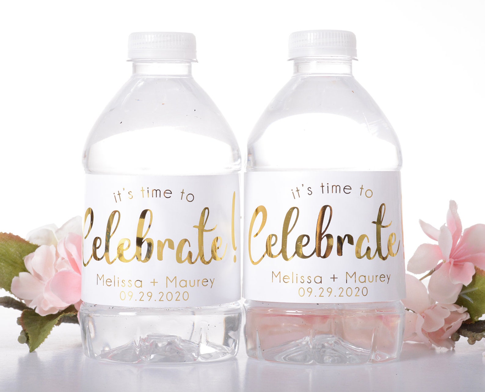 Metallic Gold Wedding Stickers Gold Foil Water Bottle Labels - Etsy