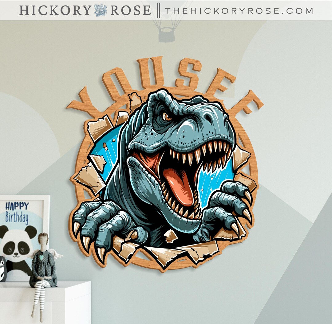 Custom T-rex Name Sign | Laser Cut Custom Name, Dinosaur Gifts, Wooden ...