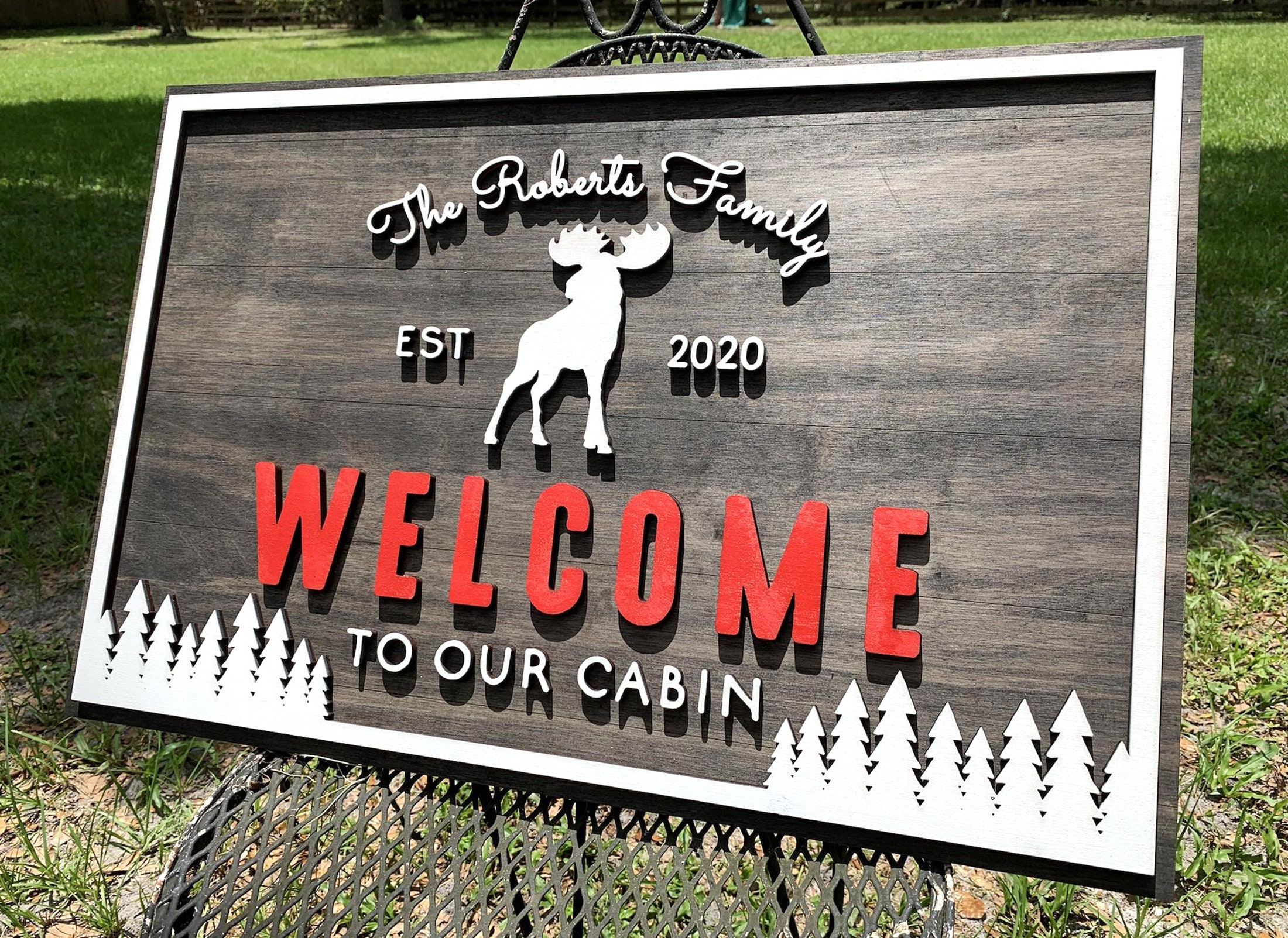 Cabin Welcome Sign Custom Lodge Sign Family Name Sign | Etsy