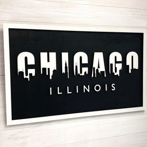 Chicago Decor, Chicago Wall Sign, Chicago Home Gifts, Skyline Gifts ...