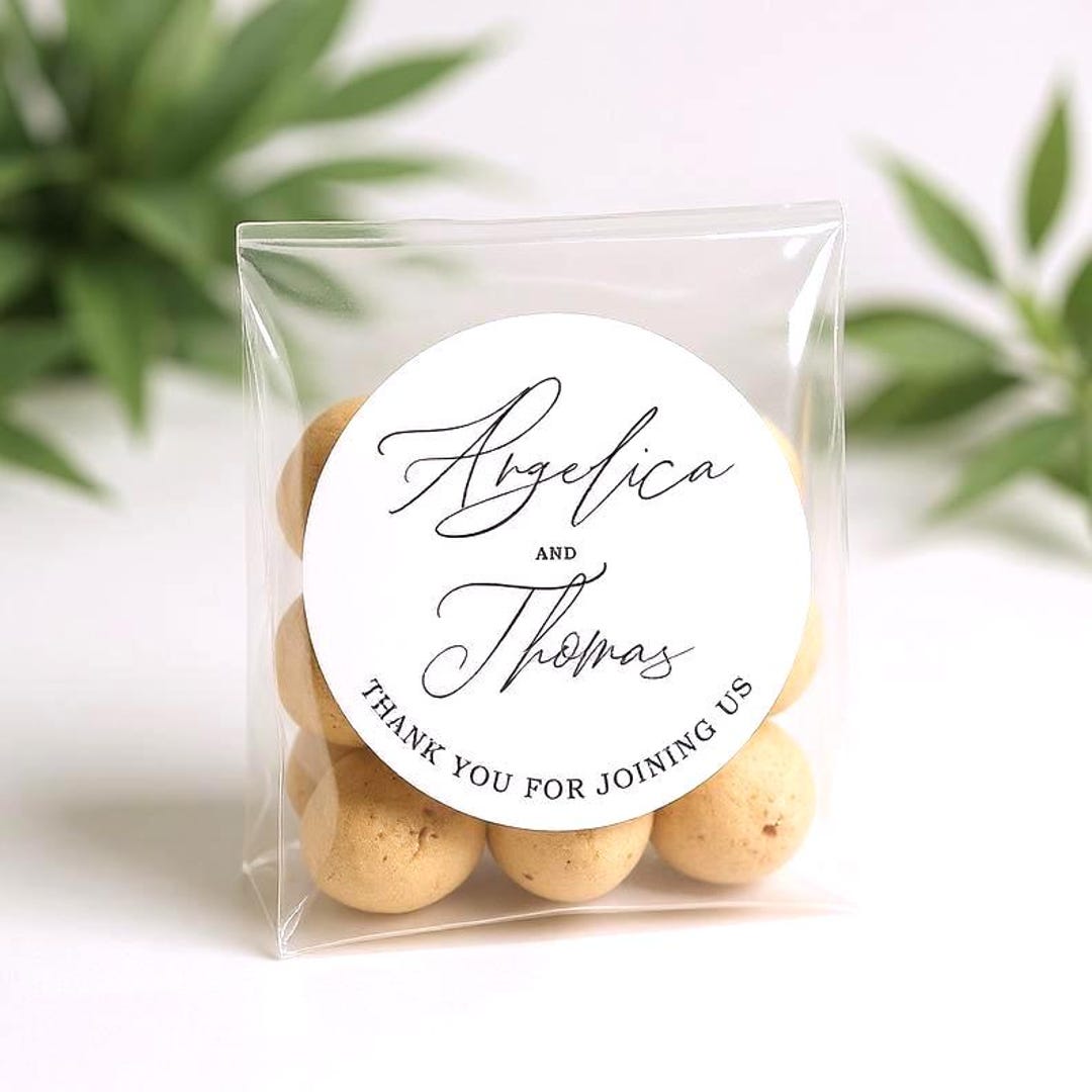 Custom Round Wedding Favor Labels: Minimalist Thank You Stickers - Etsy