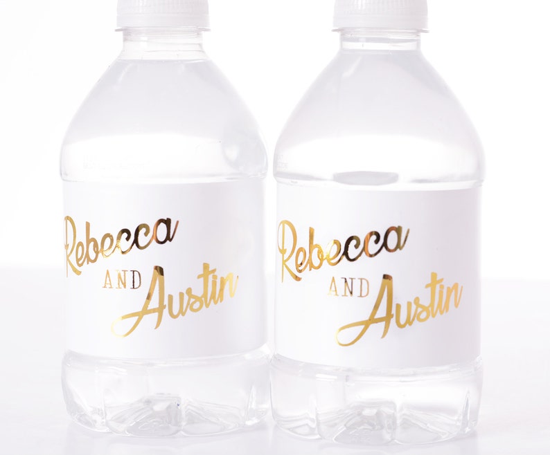 METALLIC FOIL Wedding Water Bottle Labels REAL Metallic - Etsy