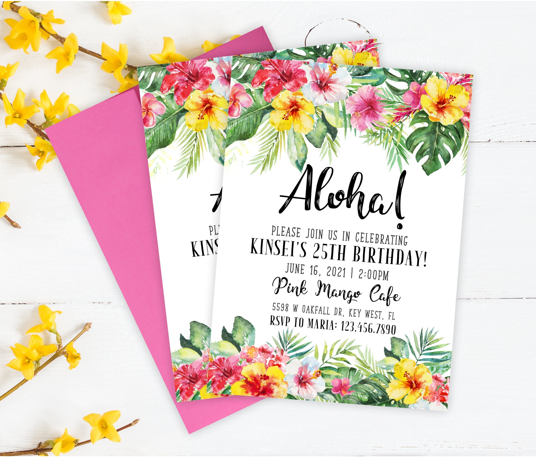 Adult Birthday Invitations Hawaiian Luau Invitation 50th | Etsy
