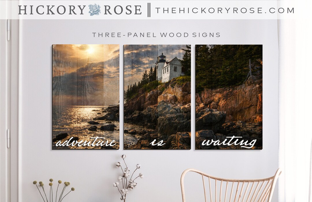 Acadia Park Art 3 Panel 3D Wood Signs UV Printed Signs, Acadia Park ...