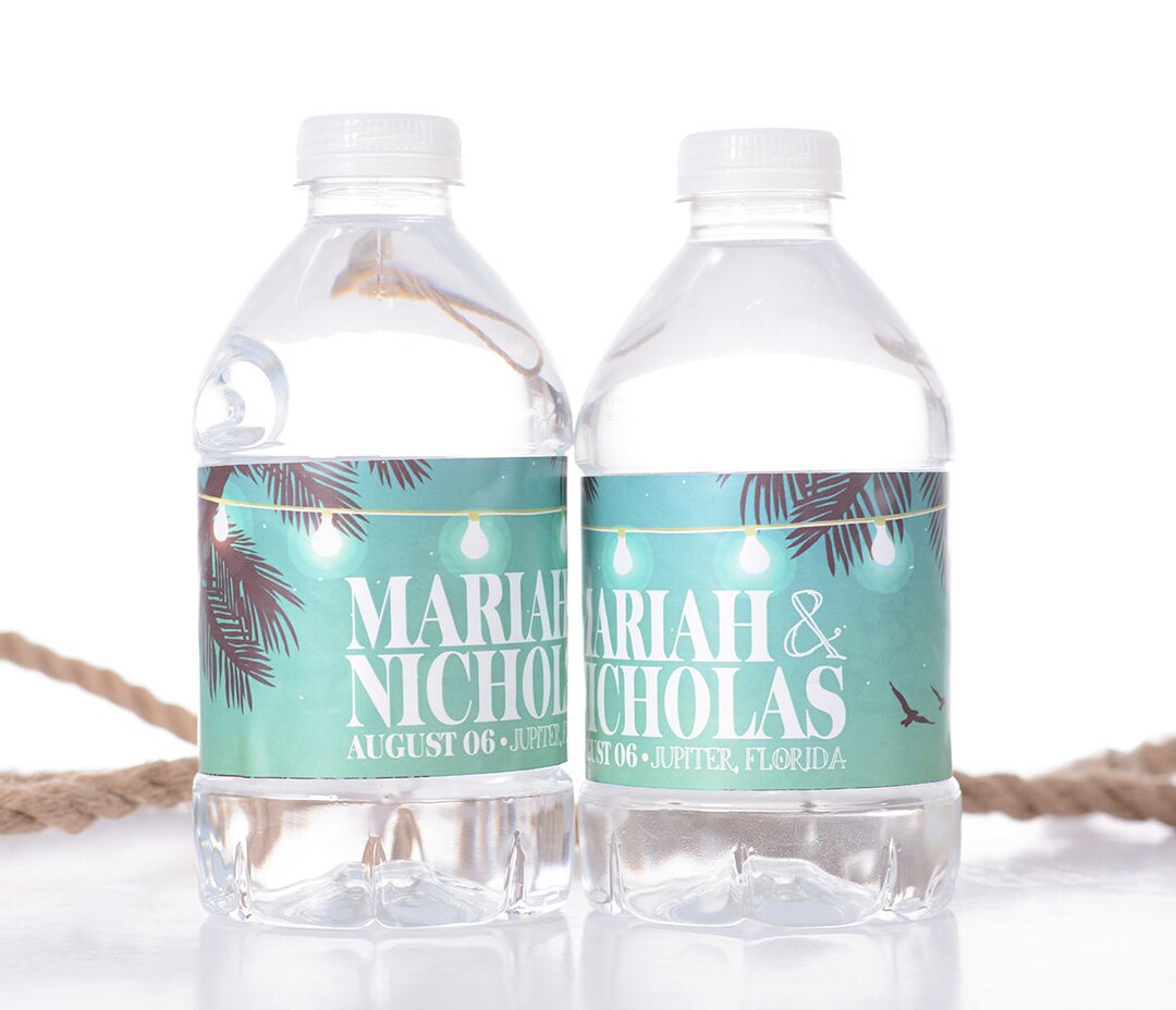 Beach Wedding Water Bottle Labels - Wedding Water Stickers - Bottle ...