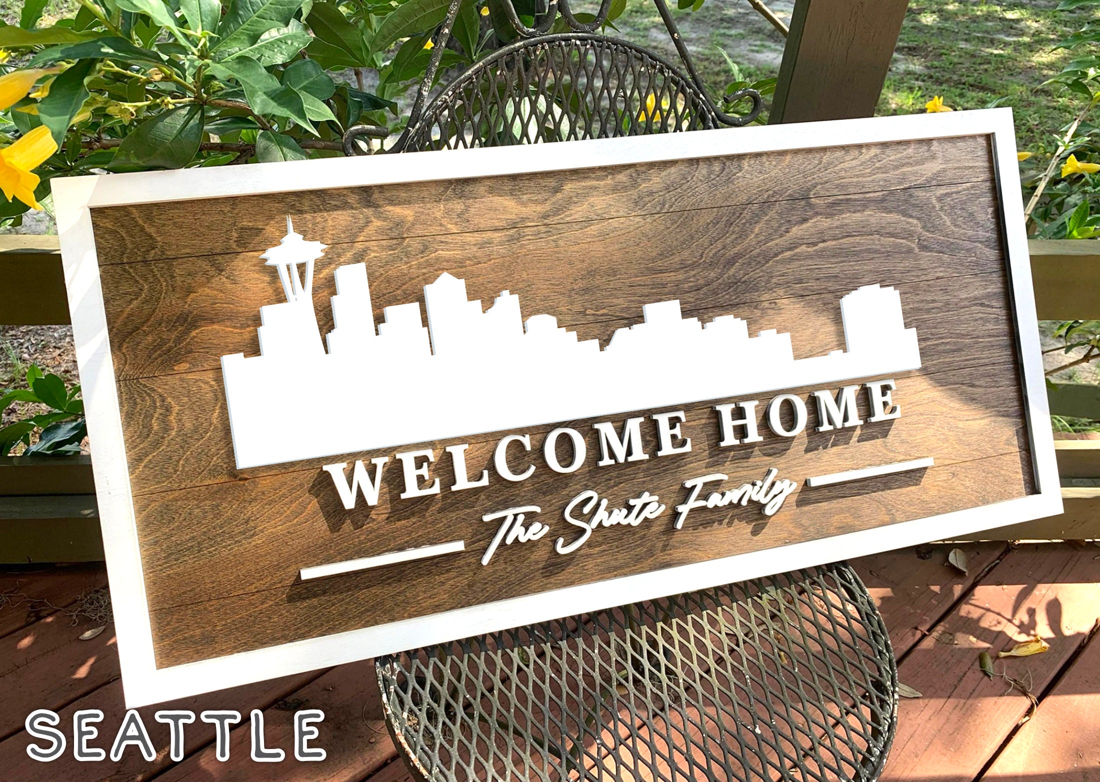 Seattle Home Decor Seattle Wall Art Sign WA Welcome Sign | Etsy