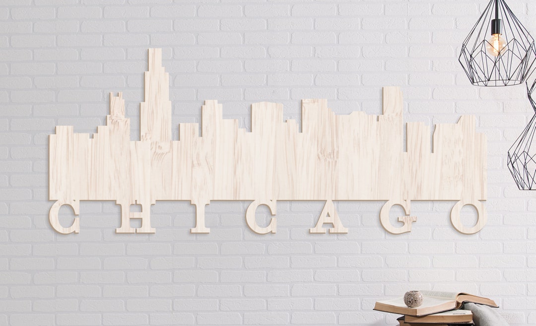 Chicago IL Wall Sign, City Skyline Wall Decor, Chicago Wall Art ...
