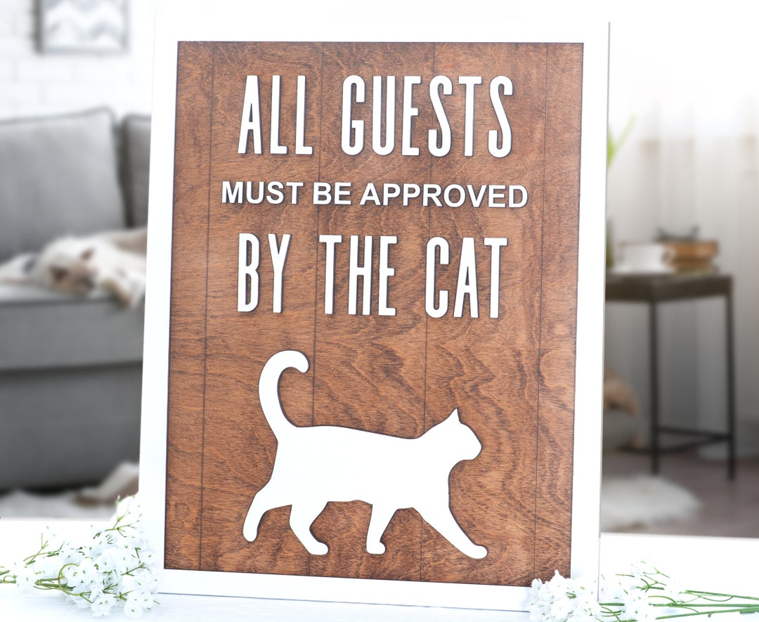 Cute Cat Decor Sign, 3D Raised Wood Wall Sign, Cat Home Decor, Cat ...