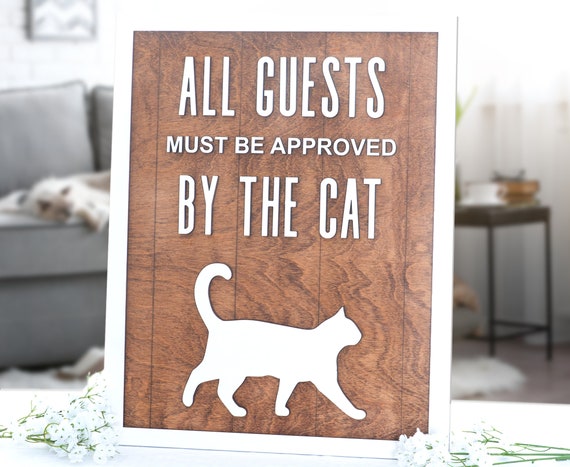 Cute Cat Decor Sign, 3D Raised Wood Wall Sign, Cat Home Decor, Cat ...