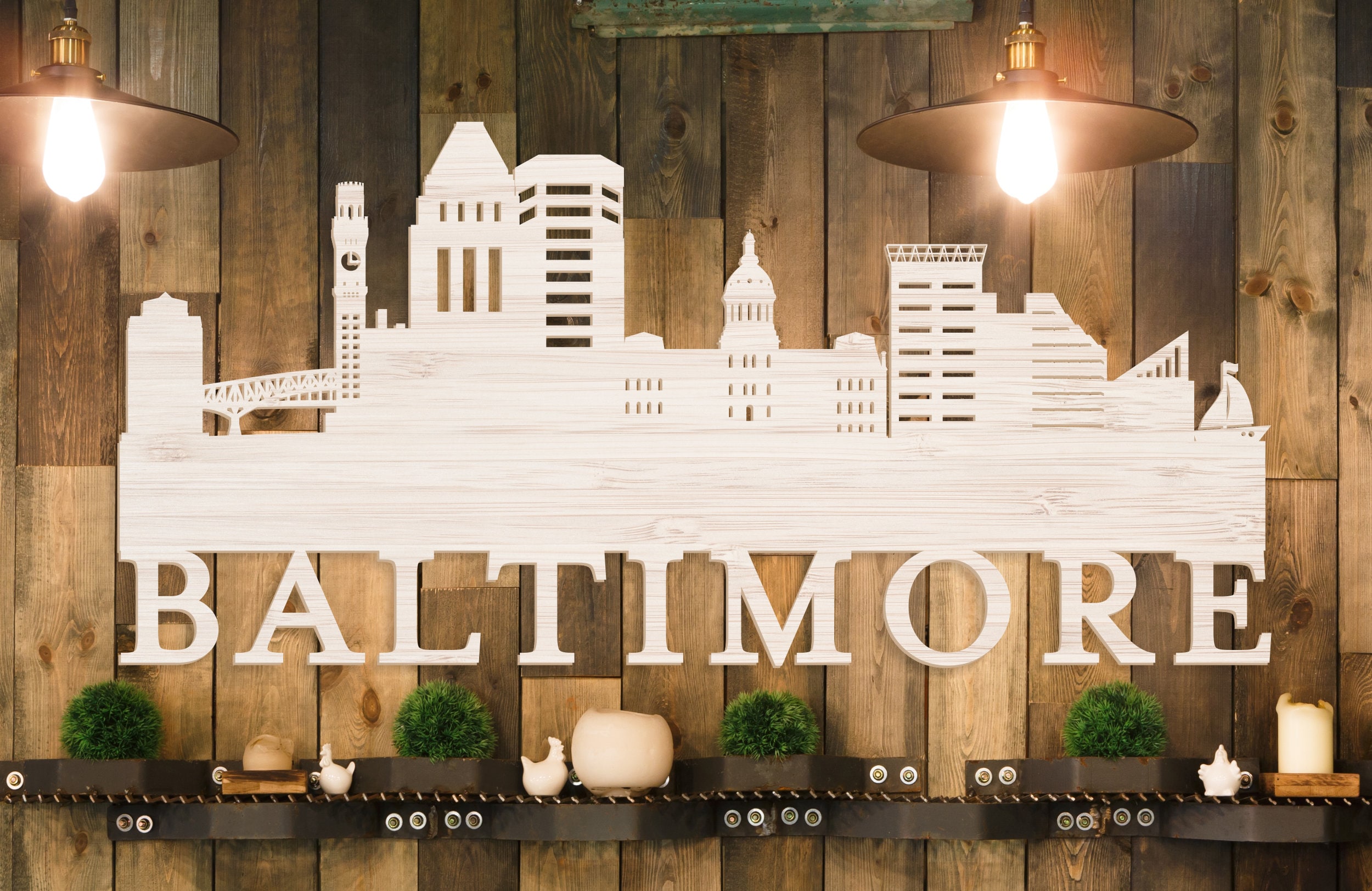 Baltimore Wall Sign Baltimore Skyline Sign Baltimore Wall - Etsy