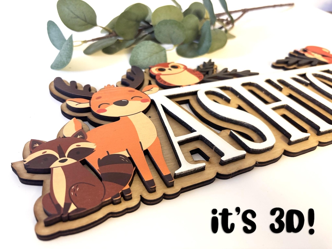Woodland Animals Nursery Sign | Custom Baby Name Sign, Forest Themed ...