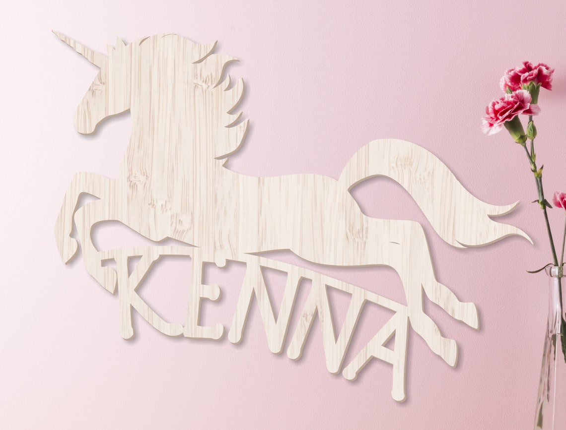 Unicorn Wall Sign Unicorn Wall Decor Kids Name Sign Wood - Etsy