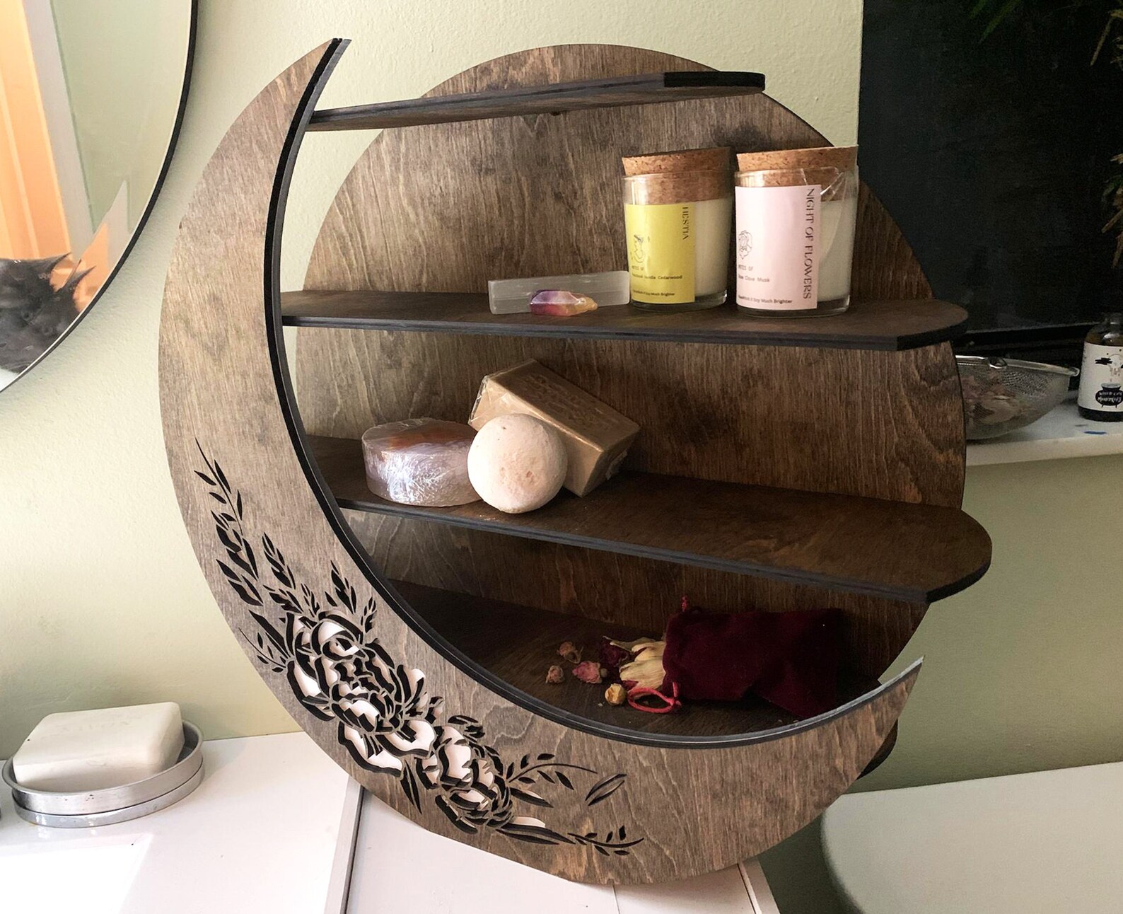 Wooden Moon Wall Shelf Custom Made Moon Shelf Crescent Moon - Etsy