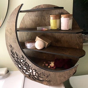 Wooden Moon Wall Shelf, Custom Made Moon Shelf, Crescent Moon Shelf ...