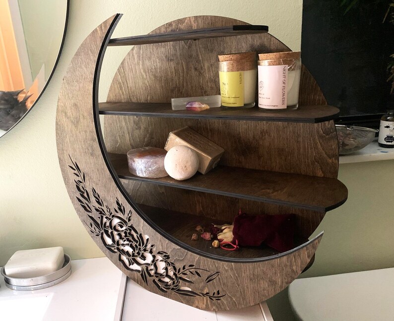 Wooden Moon Wall Shelf Custom Made Moon Shelf Crescent Moon - Etsy