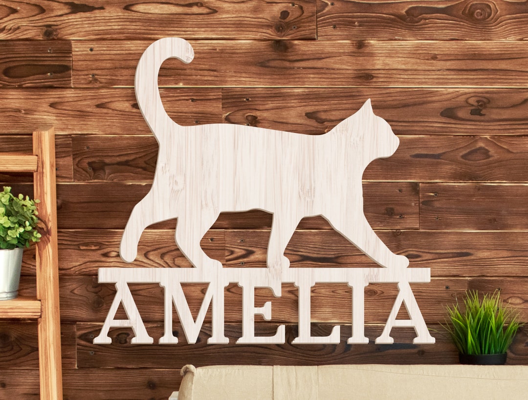 Cat Name Sign, Kitten Name Plaque, Personalized Cat Sign, Custom Name ...