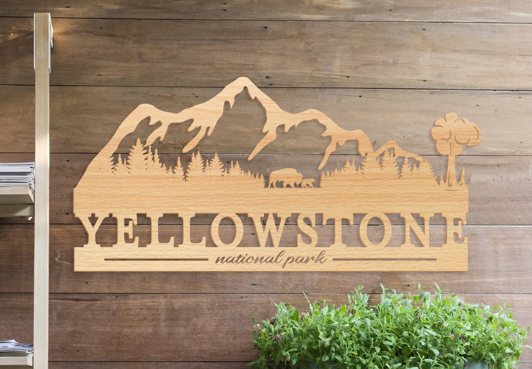 Yellowstone Wall Sign, National Park Sign, Yellowstone National Park ...