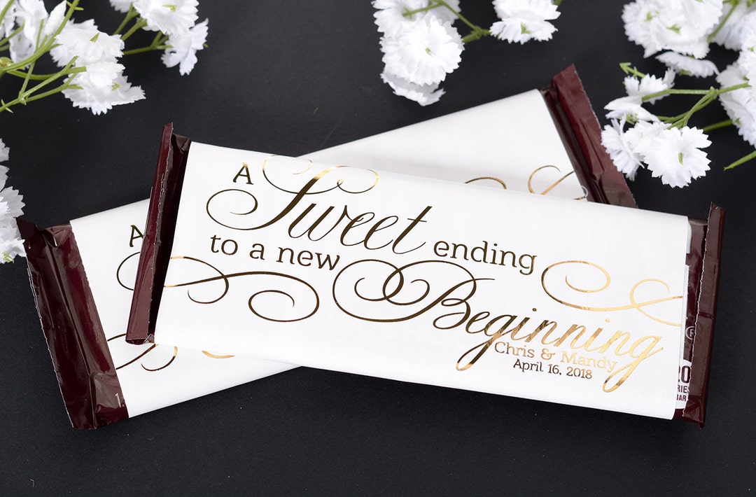 Wedding Candy Wrappers - Metallic Foil Chocolate Bar WRAPPERS - A Sweet ...