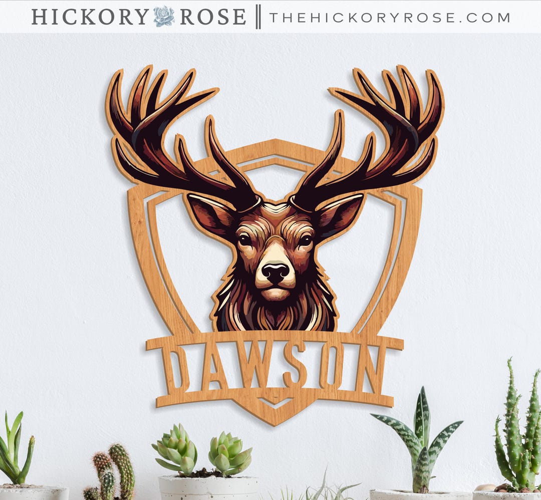 Custom Deer Name Sign | Laser Cut Custom Name, Hunting Gifts, Wooden ...