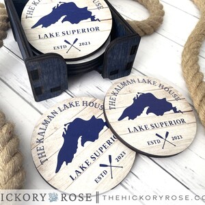 Custom Coaster Set, Coaster Gift Set, Lake Themed Wood Coasters, Laser ...