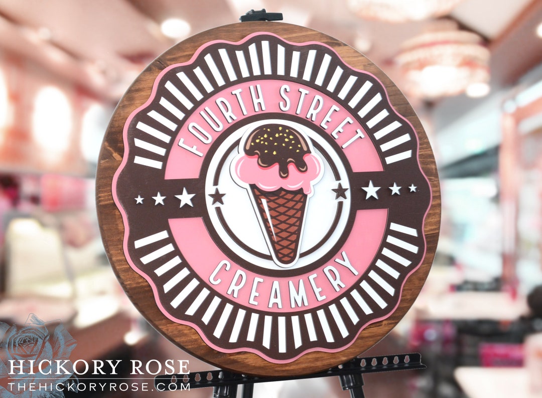 Ice Cream Logo Sign, Custom 3D Raised Logo Sign, Laser Cut Logo Sign ...