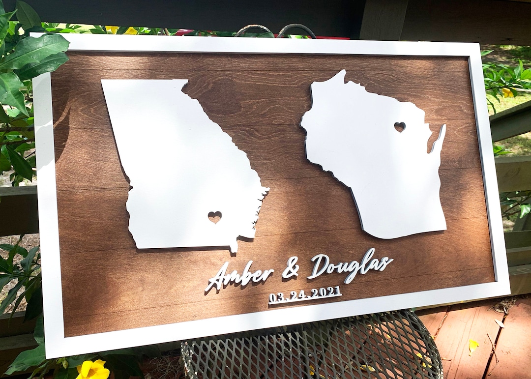 Destination Wedding Sign, Anniversary Gift Ideas, State Wedding Sign ...