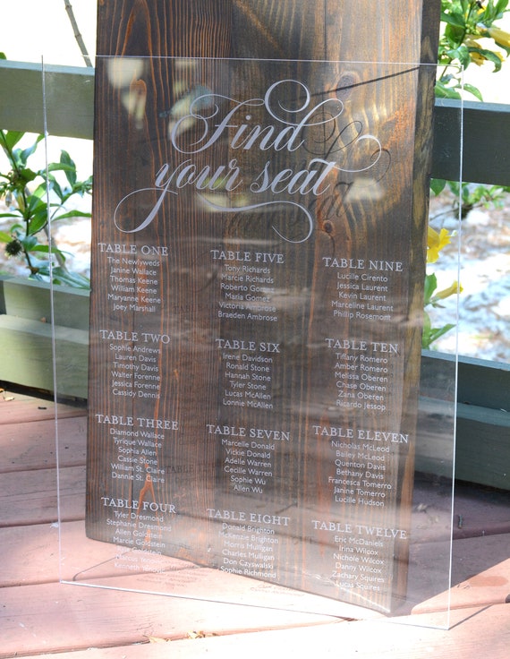 Wedding Seating Chart Sign, Acrylic Wedding Sign, Find Your Seat Sign ...