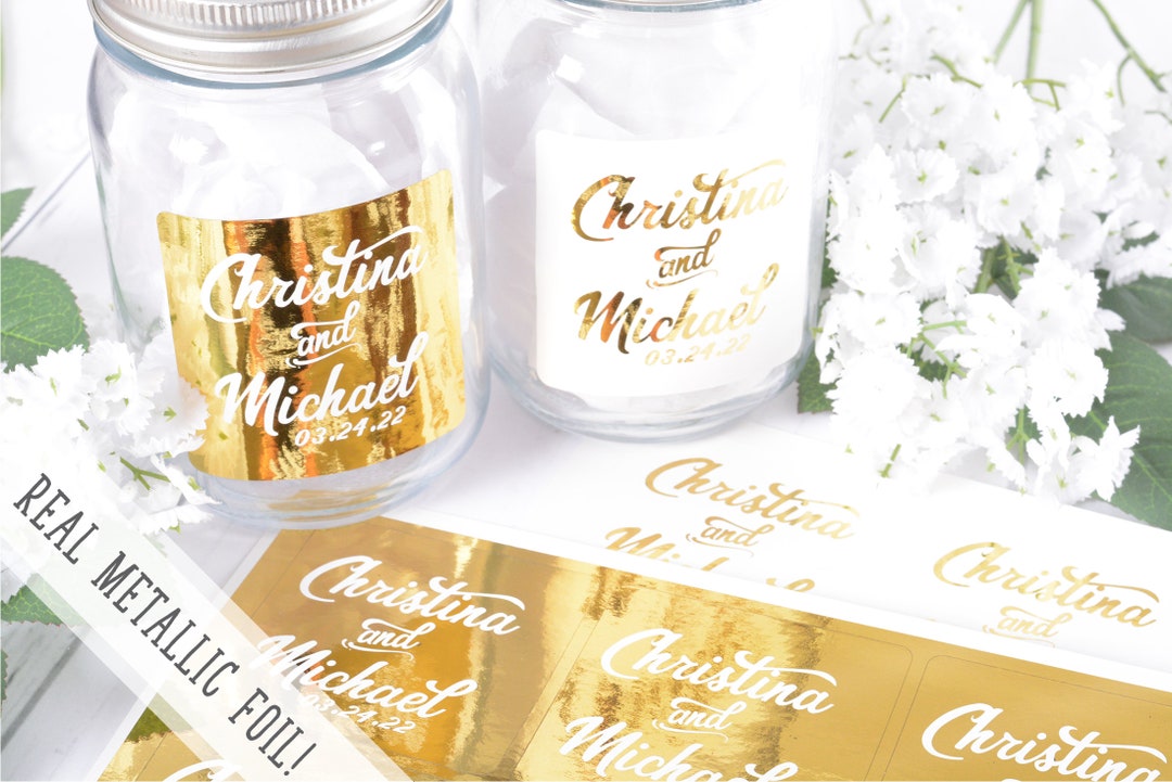 Gold Foil Wedding Stickers, Metallic Sticker Labels, Square Shape ...