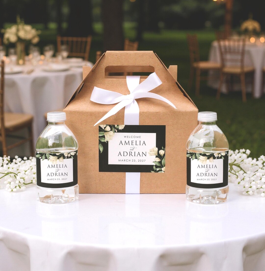 Forest Green Wedding Favor Boxes: Custom Floral Welcome Box Sets - Etsy