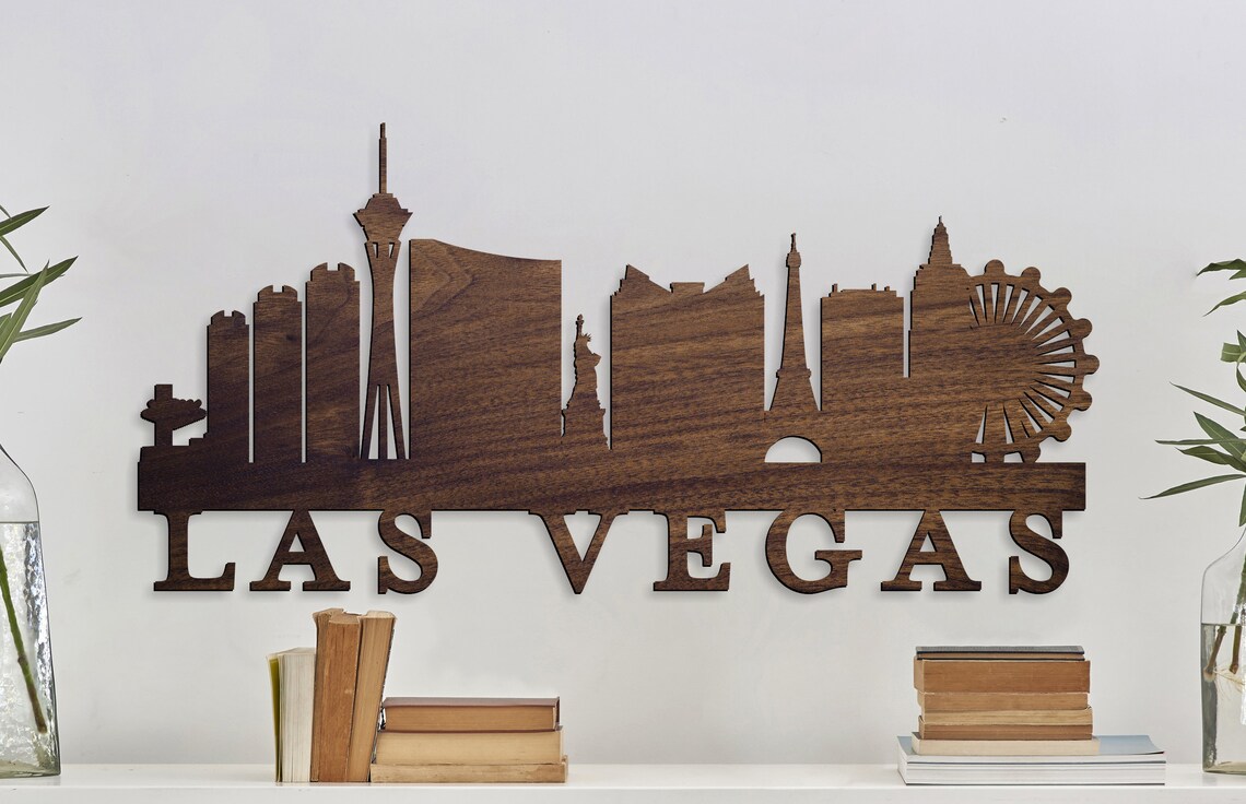 Las Vegas Skyline Sign Wooden Vegas Cutout Vegas Skyline - Etsy