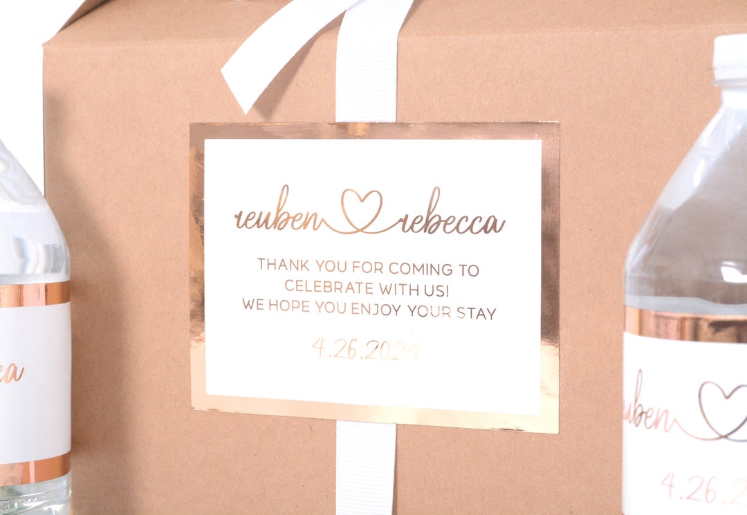 METALLIC FOIL Wedding Stickers, Wedding Bag Labels, Wedding Gift Bag ...