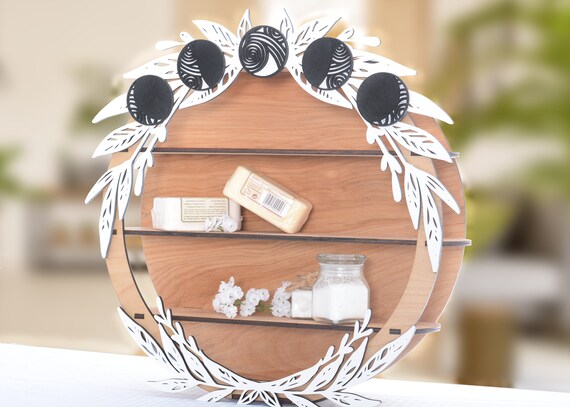 Wooden Moon Wall Shelf, Custom Made Moon Shelf, Moon Phase Decor ...