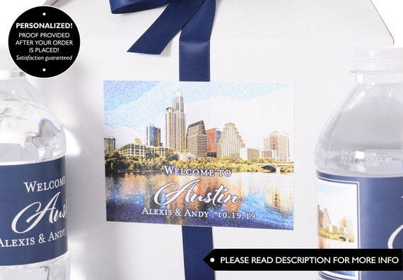 Austin Wedding Stickers - Wedding Welcome Bag Stickers - Custom Wedding ...