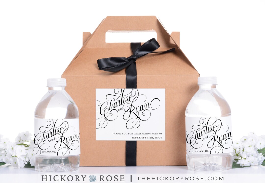 Wedding Favor Box Set, Hotel Welcome Boxes, Script Wedding Stickers ...