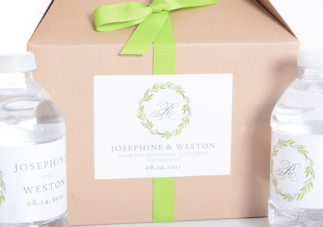 Wreath Wedding Stickers - Wedding Welcome Bag Stickers - Wedding Box ...