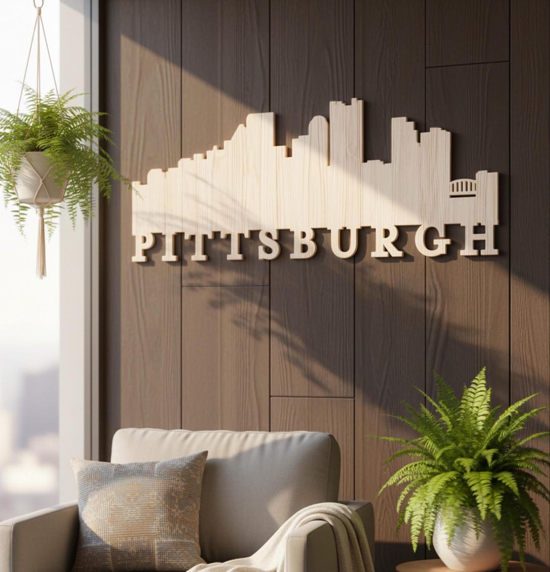 Pittsburgh PA Skyline Sign: Wooden Pennsylvania State Wall Art, Custom ...