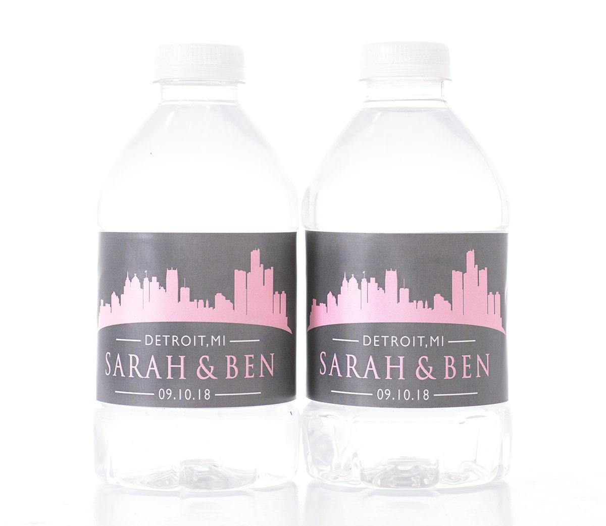 Destination Wedding 30 Detroit Skyline Water Bottle Labels | Etsy