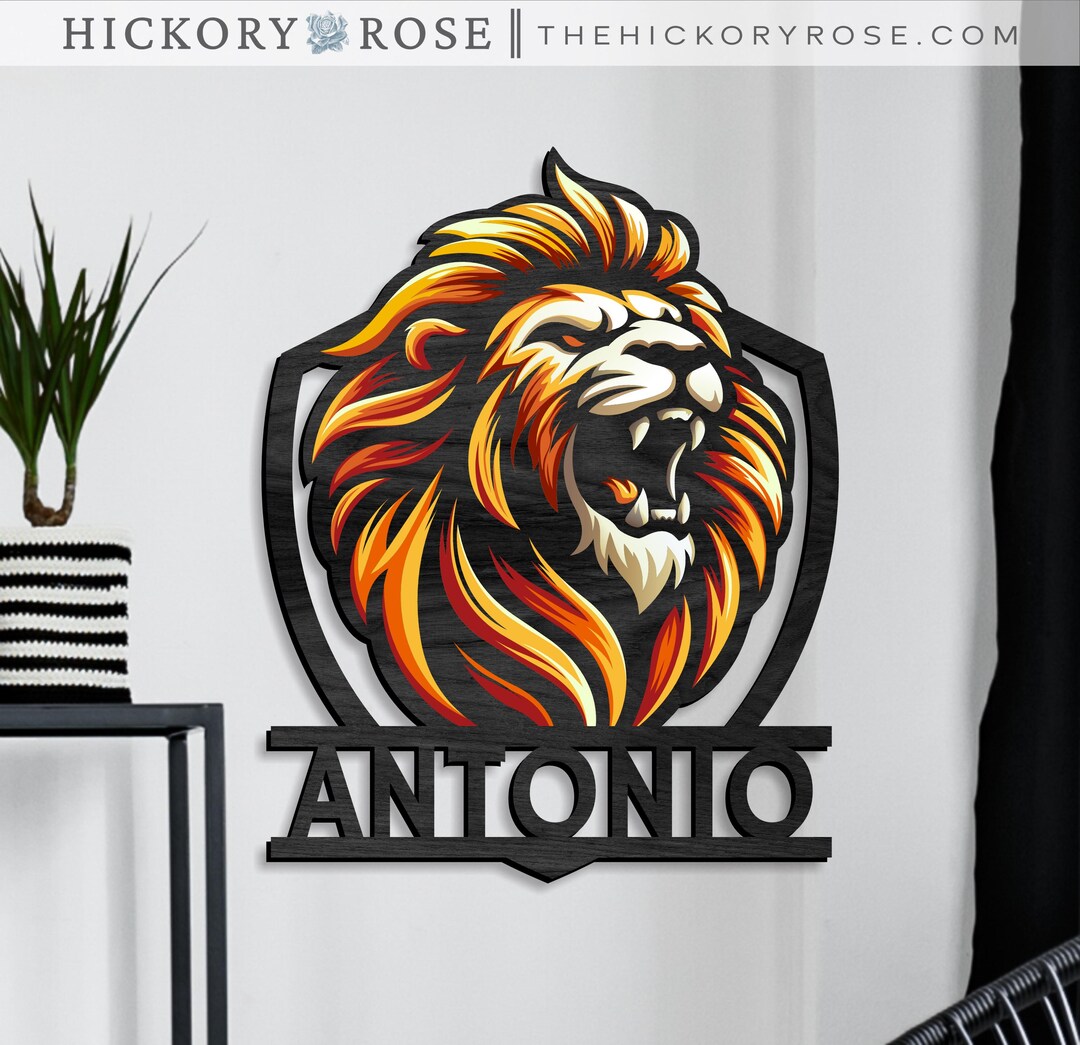Custom Lion Name Sign | Laser Cut Custom Name, Lion Gifts, Wooden Lion ...