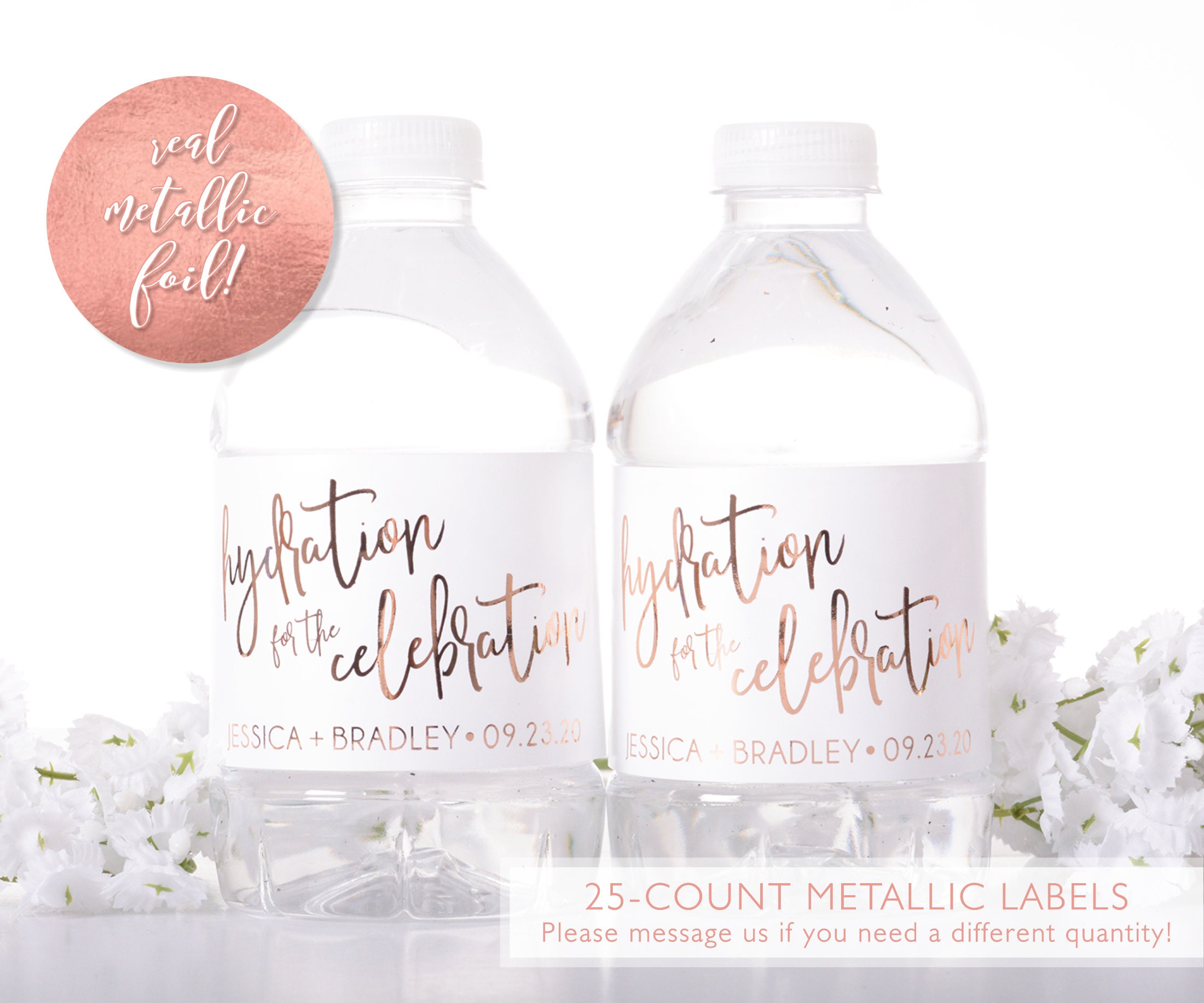 25 Metallic Foil Wedding Stickers 25 COUNT Wedding Water | Etsy