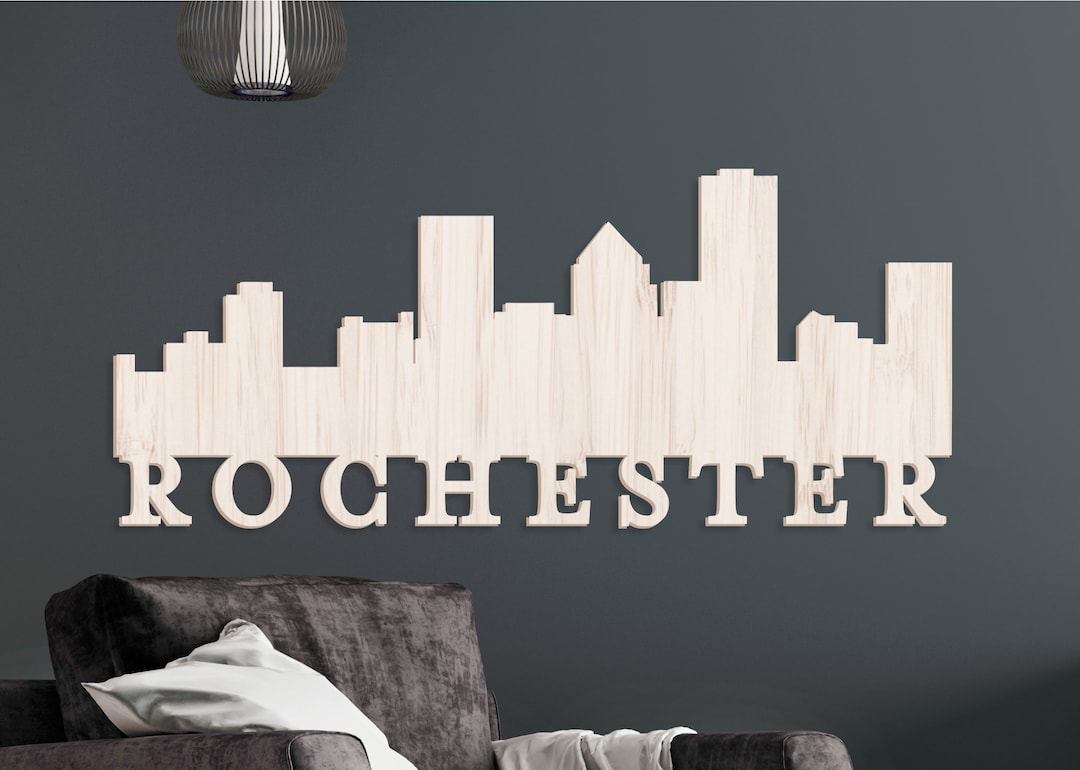 Rochester Wall Sign, City Skyline Wall Decor, New York Wall Art ...