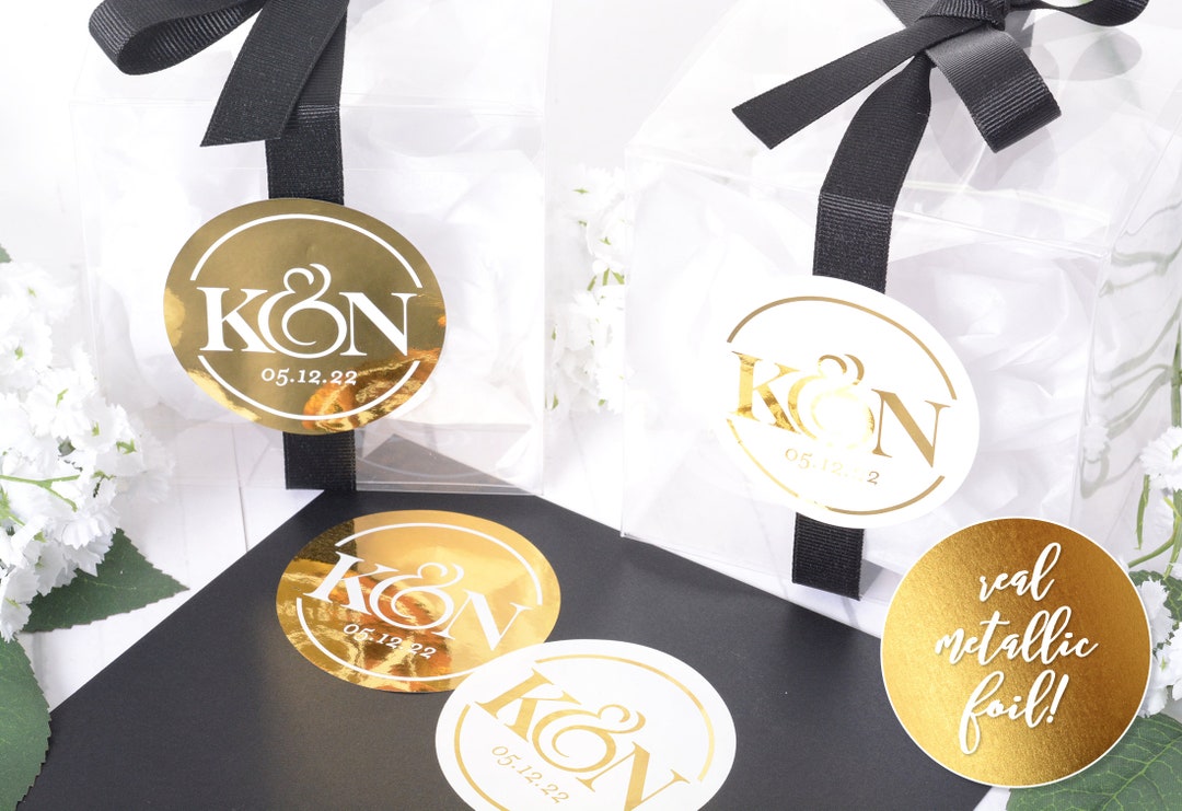 Gold Foil Wedding Stickers, Metallic Sticker Labels, Round Wedding ...