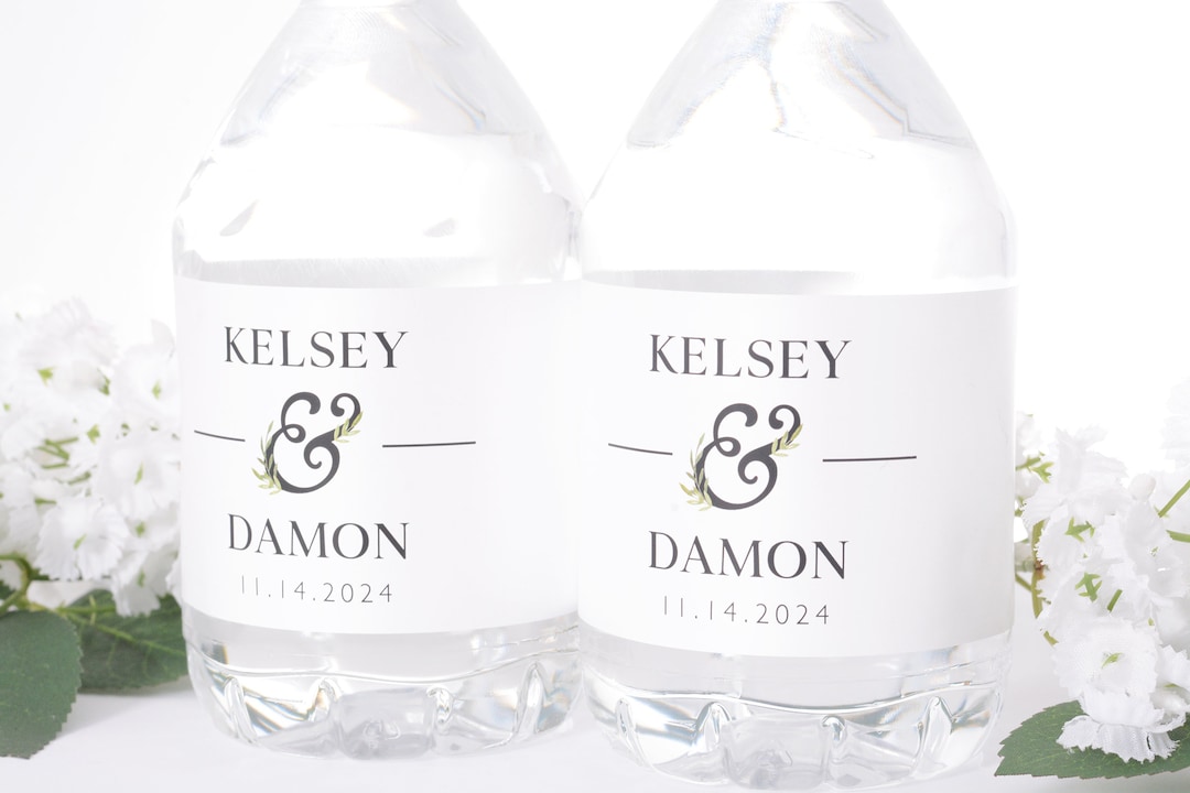 Minimalist Wedding Stickers, Waterproof Bottle Stickers, Custom Water ...
