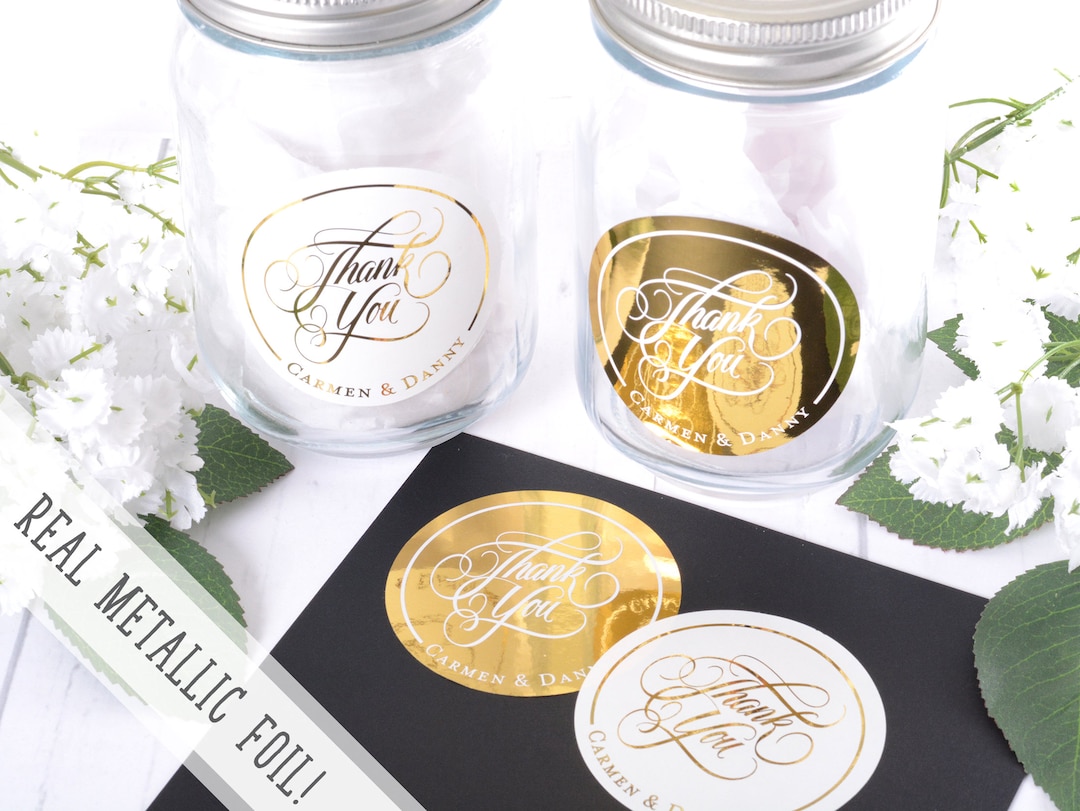 Gold Foil Wedding Stickers, Metallic Sticker Labels, Round Favor Labels ...