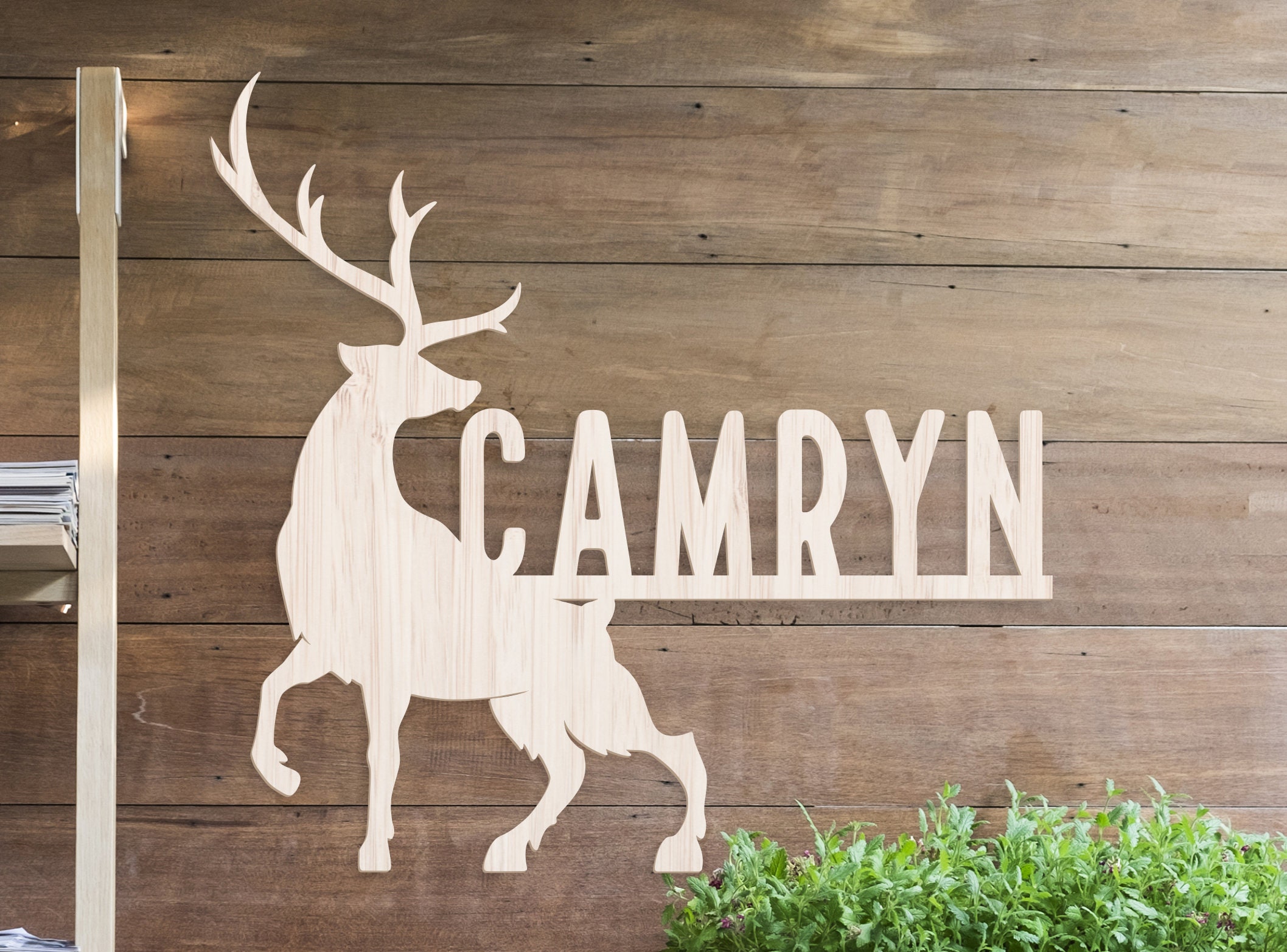 Stag Deer Name Sign Deer Wall Hanging Custom Name Plaque | Etsy