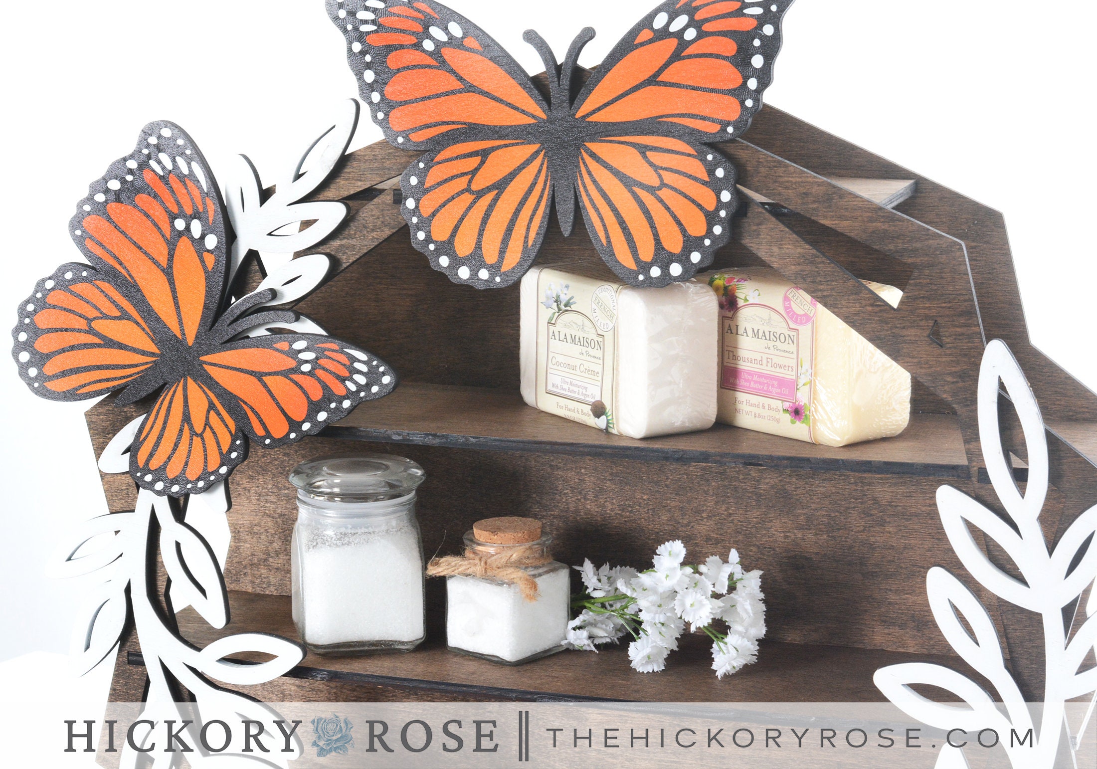 Laser Cut Butterfly Crystal Display Shelf, Whimsical Wooden Trinket ...