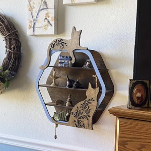 Cat Wall Shelf, Cat Themed Home Decor, Cute Cat Display Shelf, Wooden ...