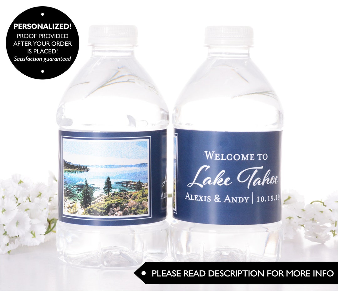 Lake Tahoe Skyline Water Bottle Labels - Waterproof Wedding Bottle ...