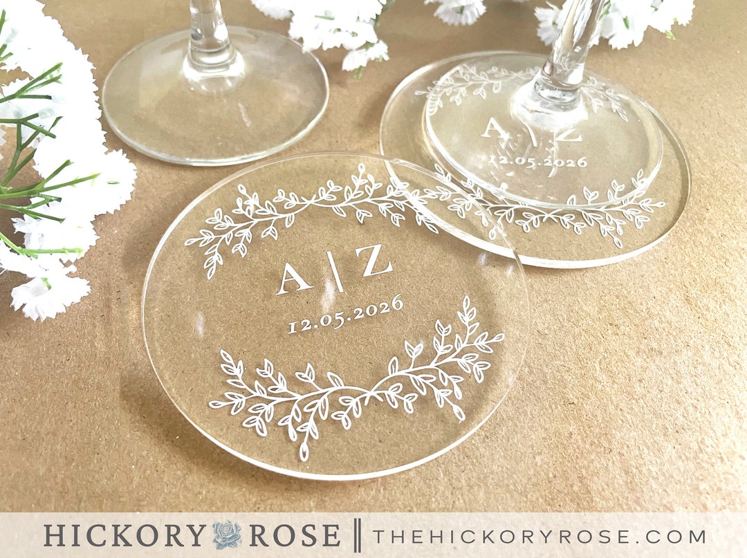 Custom Wedding Coasters, Elegant Wedding Decor, Clear Acrylic Coasters ...