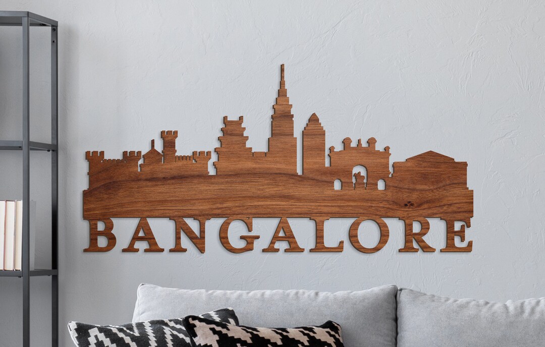 Bangalore Skyline Sign, Bangalore India Skyline Cutout, Wooden City Art ...