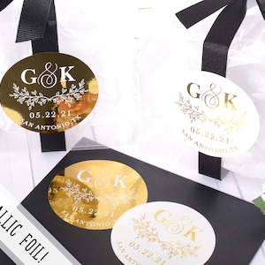 Gold Foil Wedding Stickers, Metallic Sticker Labels, Round Favor Labels ...